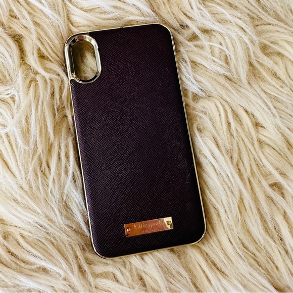 kate spade | Accessories | Kate Spade Maroon Gold Iphone X Hard Case ...